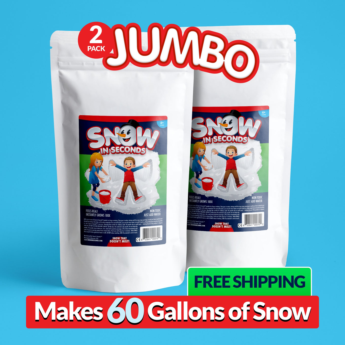 Snow in Seconds - As Seen on "Shark Tank" - Fake Snow that Never Melts